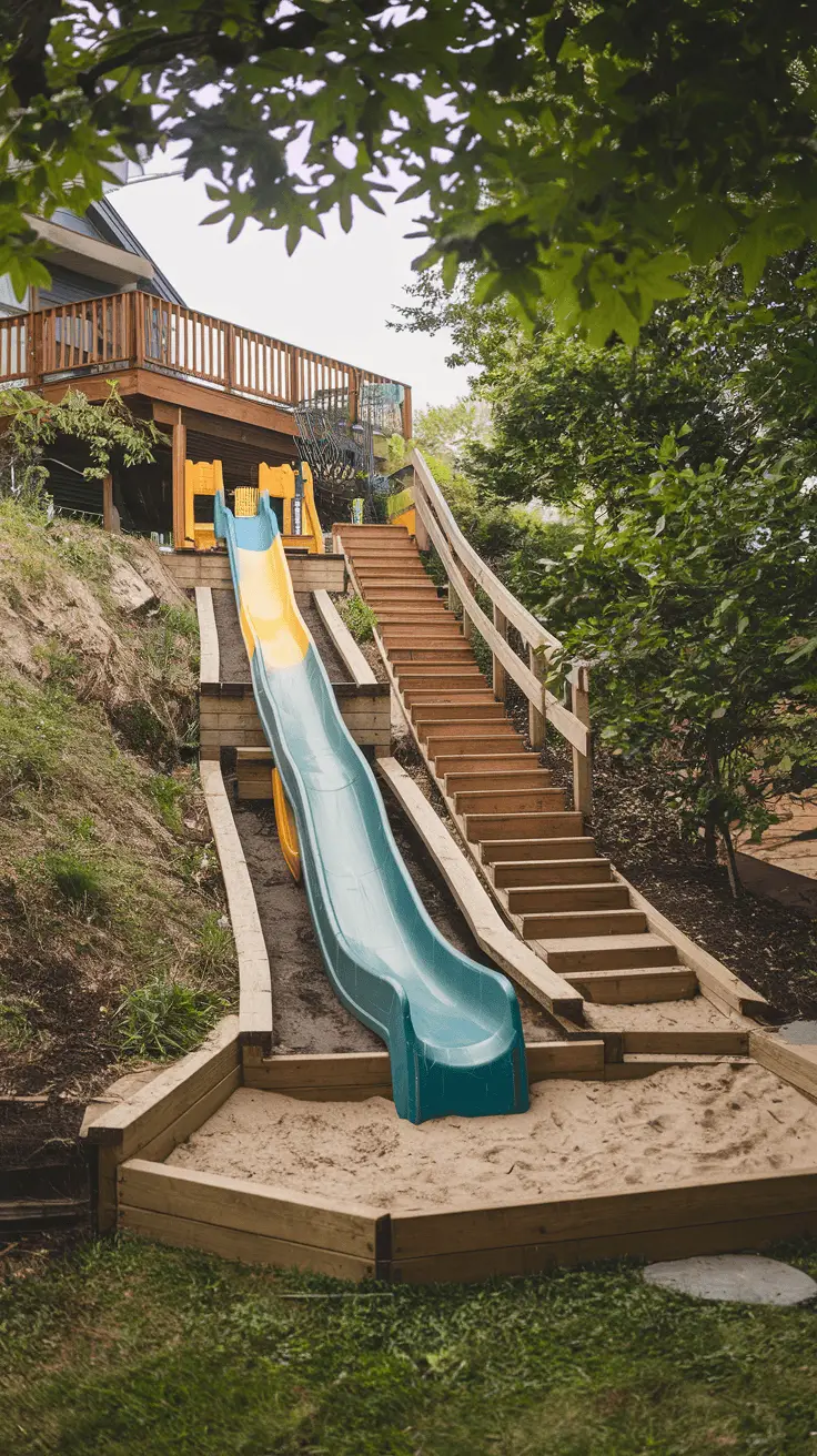 10 Sloped Backyard Design Ideas with a Playground - Jusifying Fun ...