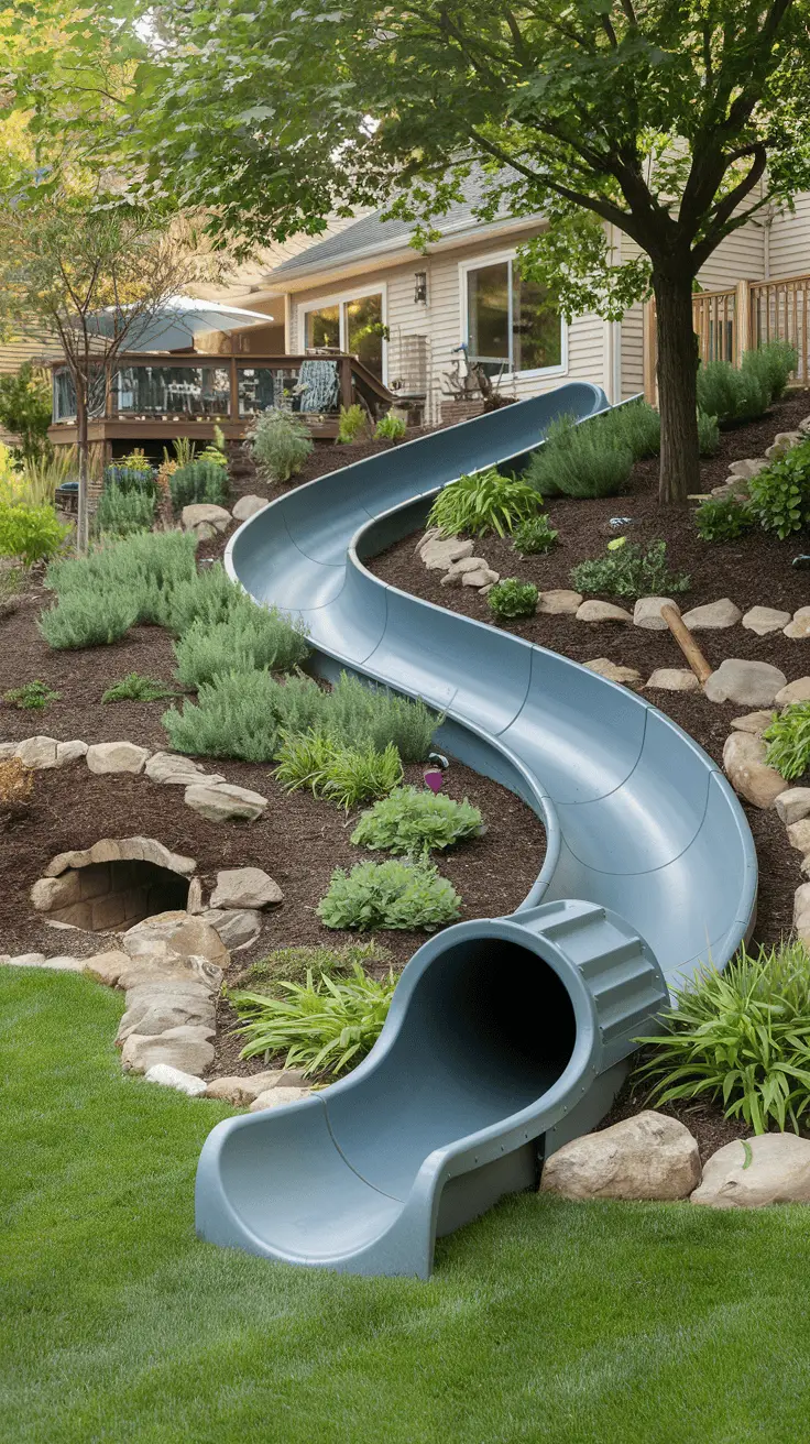 10 Sloped Backyard Design Ideas with a Playground - Jusifying Fun ...