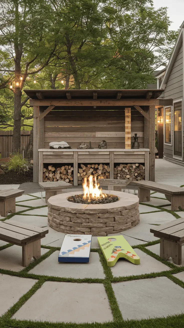13 Family-Friendly Backyard Designs with Rustic Firepits - Jusifying ...