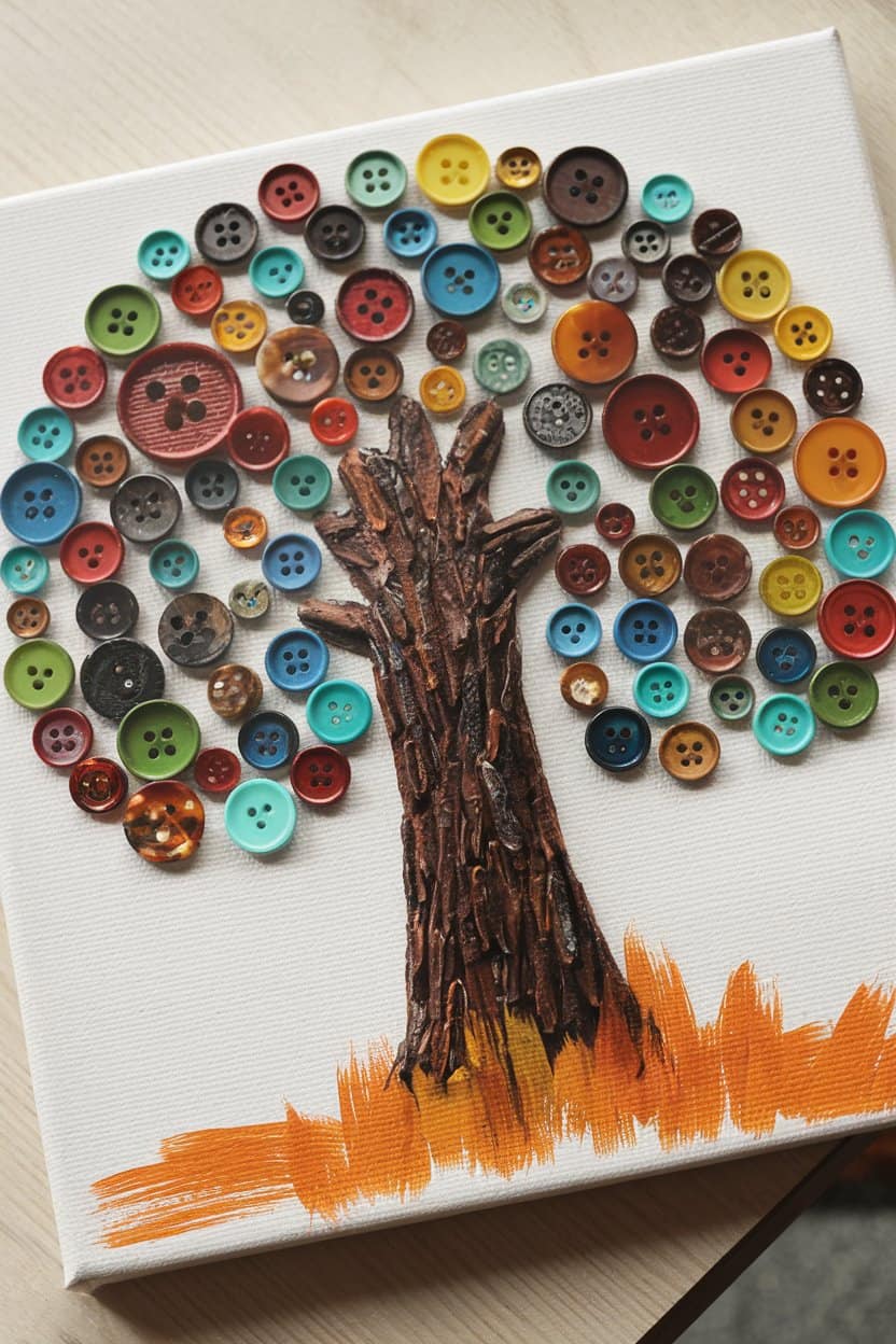 Button Tree Kids Craft Design for Fall - Jusifying Fun | Gymnastics | Toys | backyard play