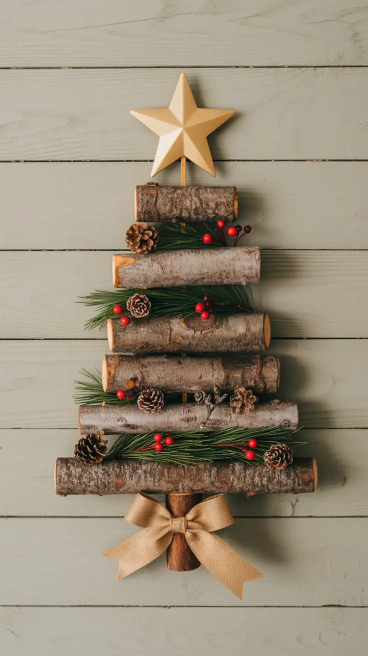 How to Make a Rustic Log Christmas Tree Using Natural Wood & Simple ...